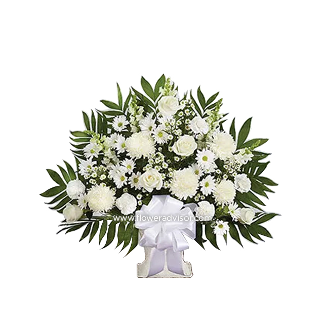 White Sympathy Floor Basket - Sympathy & Memorial Day | China